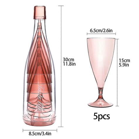 5 Pcs Stackable Champagne Glasses Setreusable Wine Flutes With Bottle