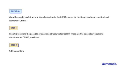 Solved Draw The Condensed Structural Formulas And Write The Iupac Names For The Five
