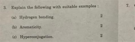 3 Explain The Following With Suitable Examples A Hydrogen Bonding