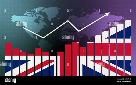 United Kingdom Bar Chart Graph With Ups And Downs Increasing Values Concept Of Economic
