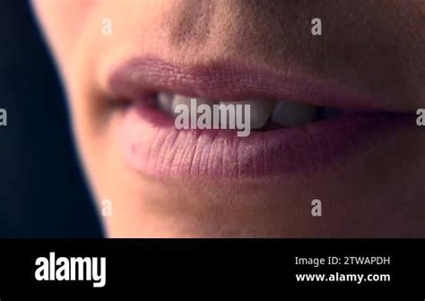 Close Up Woman Lips Teeth Macro Female Human Mouth Open Closed Slow