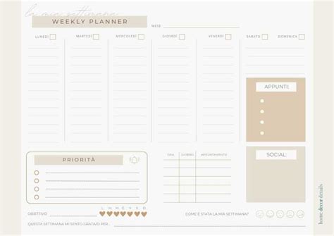 Planner Settimanale Da Tavolo A4 Homedecordetails