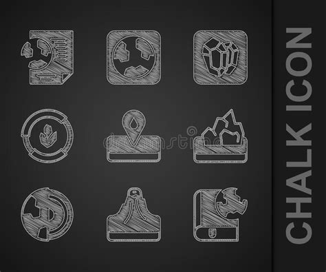 Set Oilfield Volcano Earth Globe And Book Ore Mining Core Structure