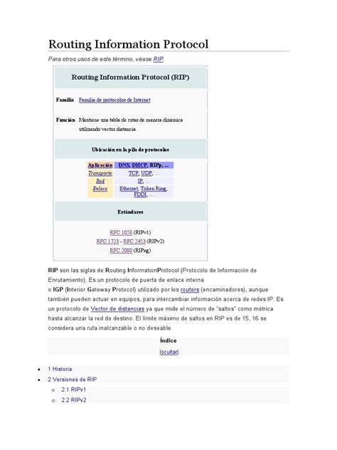 Routing Information Protocol Rip Pdf Electrónica Red De