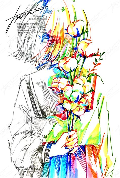 Safebooru 1girl Arm Behind Back Artist Name Colorful Facing Away