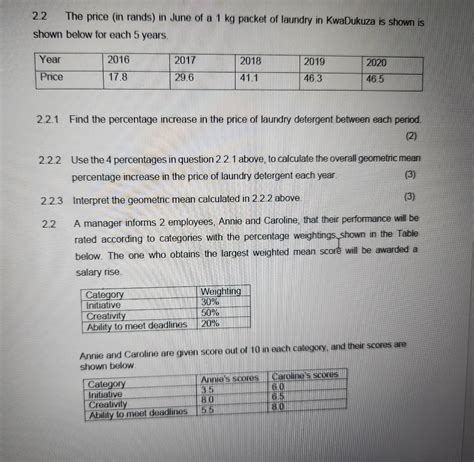 Solved 22 ﻿the Price In Rands ﻿in June Of A 1kg ﻿packet