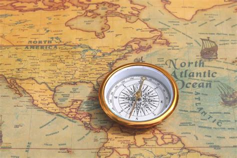 Buy Map And Compass Wall Mural Navigational Tools Art Cardboard