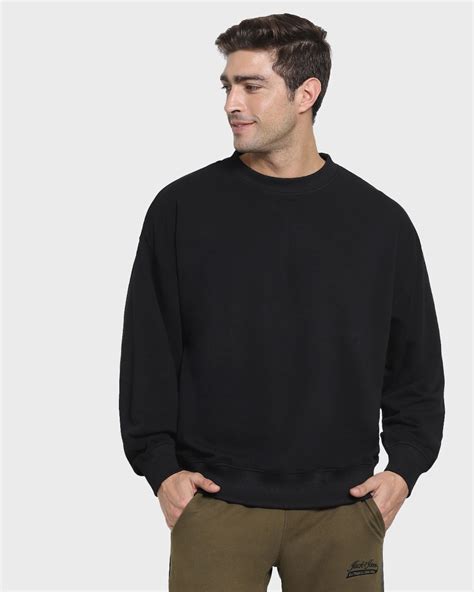 Buy Mens Black Oversized Sweatshirt Online At Bewakoof