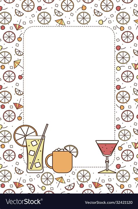 A4 Border Frame Copy Space Cocktail Glasses High Vector Image