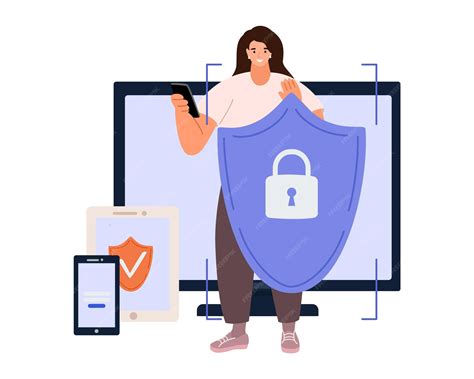 Premium Vector Cyber Safety Cyber Security And Privacy Concept Woman Holding Online Protection