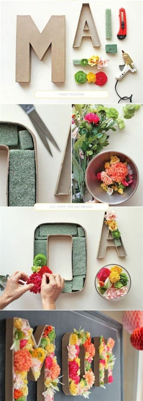 Diy Styrofoam Letter Wall Decor With Colorful Flowers