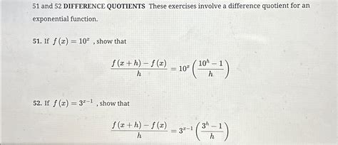 solved 51 ﻿and 52 ﻿difference quotients these exercises