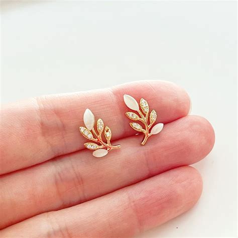Gold Leaf Stud Earrings Leaf Is A Symbol Of Hope And Growth Gold Leaf