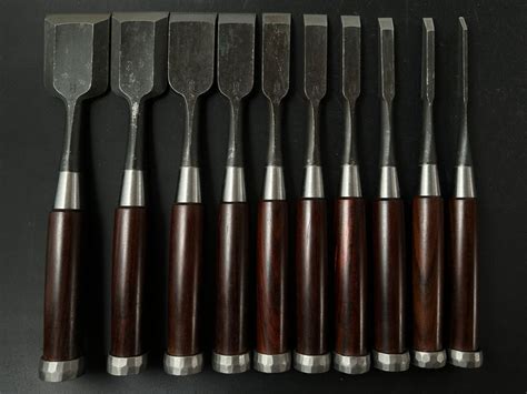 Hidari Ichihiro Kakuuchi Bench Chisels Set 左市弘 角打追入組鑿 Unused Yamasuke Kurashigetools