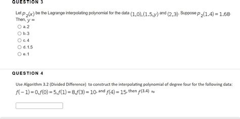 Solved Let P2x Be The Lagrange Interpolating Polynomial