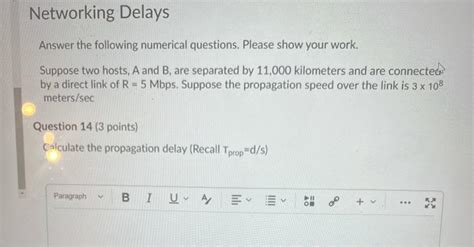solved networking delays answer the following numerical