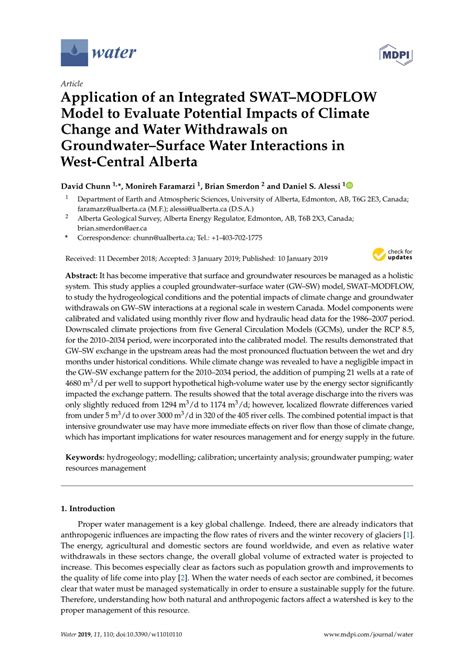 pdf application of an integrated swat modflow model to evaluate