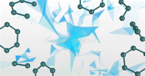 Animation Of Micro Of Molecules Models Over Blue And White Background
