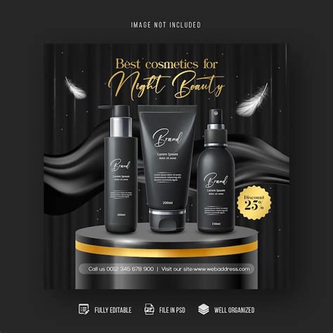 화장품 미용 제품 및 메이크업 소셜 미디어 게시물 및 판매 배너 디자인 템플릿 프리미엄 Psd 파일