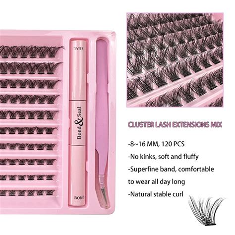 120 Clusters Makeup Eyelashes Set Segmented Eyelash Bond And Seal Lash