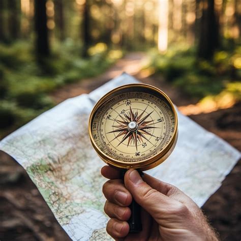 Ai Generated Navigating Trails Using A Map And Compass Premium Ai