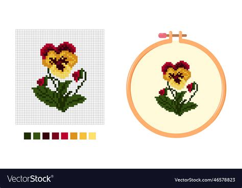 Pattern For Floral Embroidery Cross Stitch Vector Image