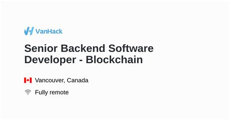 Senior Backend Software Developer Blockchain Vanhack