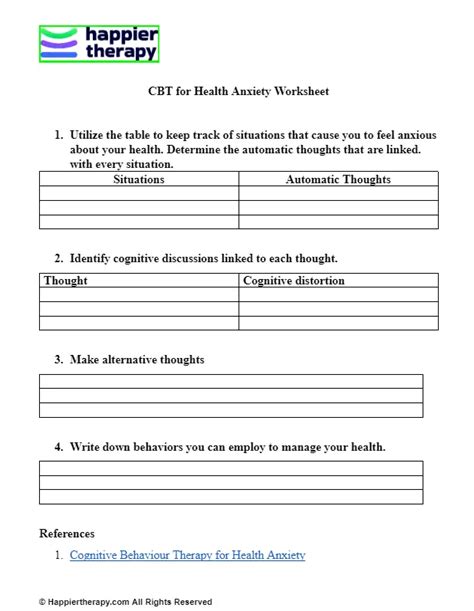 Cbt For Health Anxiety Worksheet Happiertherapy