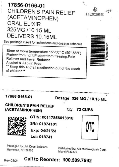 Acetaminophen By Atlantic Biologicals Corp Unit Dose Solutions Acetaminophen Elixir