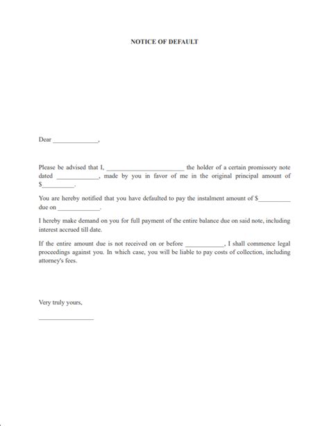 Default Notice Letter Template