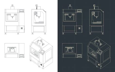 Cnc Pcb 굴착 및 라우팅 기계 블루프린트 프리미엄 벡터