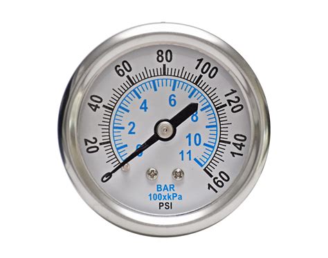 14 Npt 0 60 Psi 0 4 Bar Stainless Steel Pressure Gauge Controlair