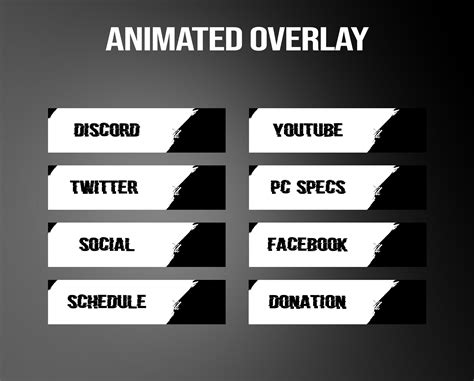 Twitch Overlays Animated Package Ready To Use Loading Overlay Modern Bw Simple Minimalist