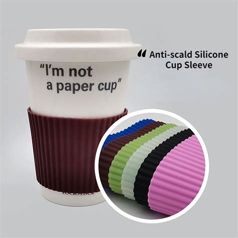 Reusable Coffee Cup Sleeves Heat Resistant Silicone Protector Cover For