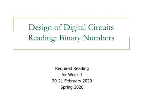 Pdf Design Of Digital Circuits Reading Binary Numbers Dokumentips