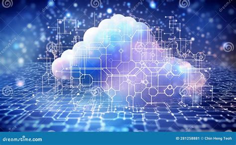 Cloud Computing Technology Concept Generative Ai Toned Image Double Exposure Stock Illustration