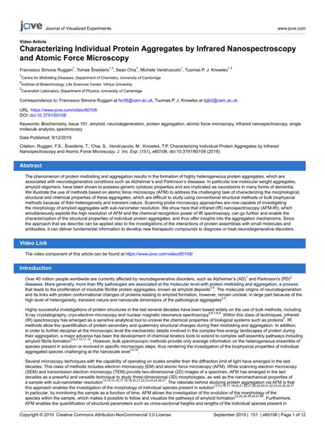 Pdf Characterizing Individual Protein Aggregates By Infrared Nanospectroscopy And Atomic Force