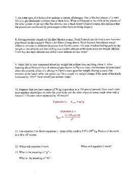 Physics Law Of Universal Gravitation Practice Problems Page 2 By