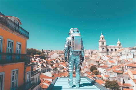 Premium Ai Image Astronaut Floating Over A City Generative Ai