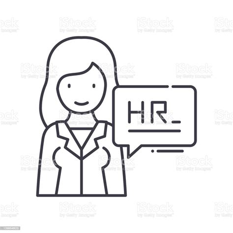 Hr 부서 아이콘 선형 격리 된 그림 얇은 선 벡터 웹 디자인 기호 흰색 배경에 편집 가능한 스트로크와 개요 개념 기호 사냥꾼에 대한 스톡 벡터 아트 및 기타 이미지