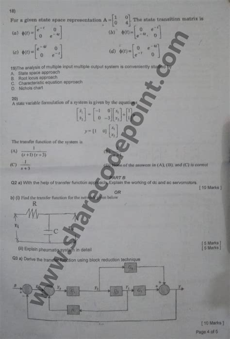 ECE Control Systems End Term Exam Question Paper ECE Lpu Question Paper