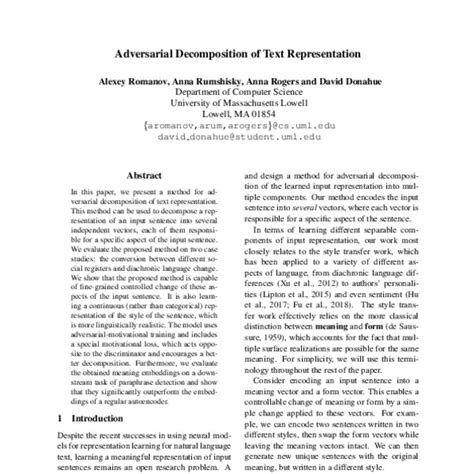 Adversarial Decomposition Of Text Representation Acl Anthology