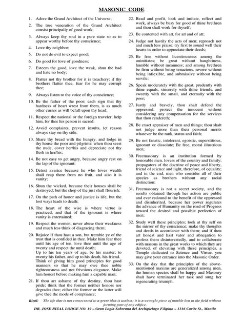 Masonic Code Pdf