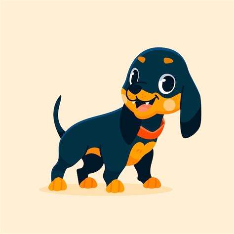 Hand Getekend Cartoon Teckel Illustratie Gratis Vector