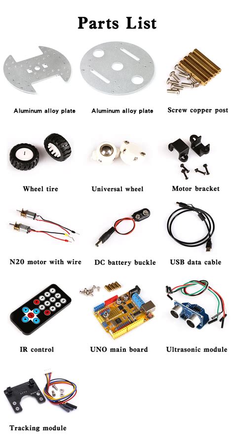WD Smart Car DIY Kit For Arduino UNO R N Motor Metal Aluminum Chassis IR Control Ultrasonic