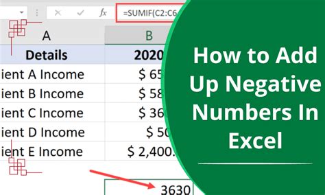 how to add up negative numbers in excel earn and excel