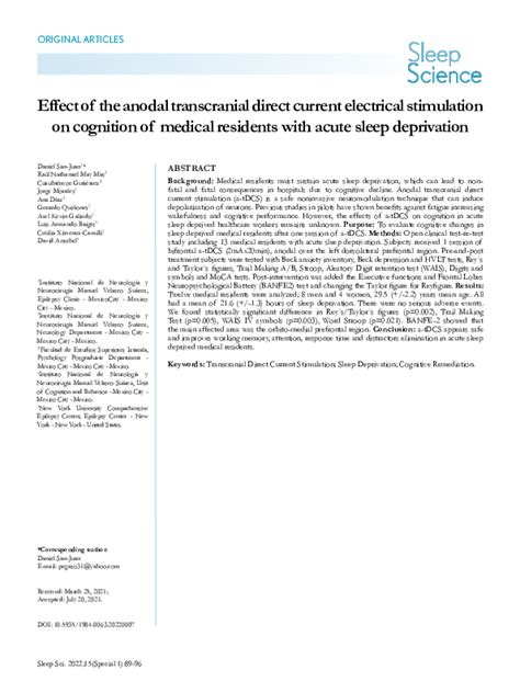 Pdf Effect Of The Anodal Transcranial Direct Current Electrical
