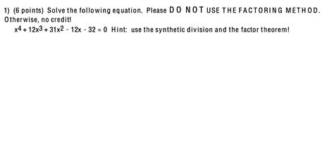 Solved 1 6 Points Solve The Following Equation Please D