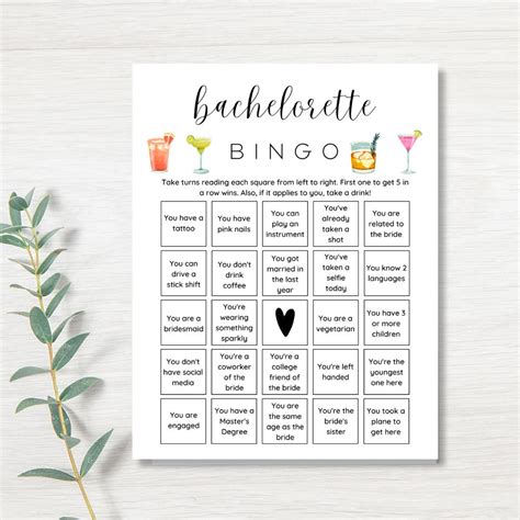 Bachelorette Party Bingo Cards Free Printable Hq