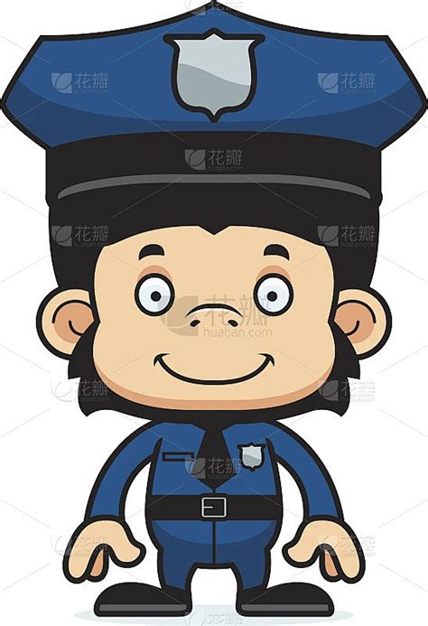 卡通微笑的警察黑猩猩素材 花瓣网
